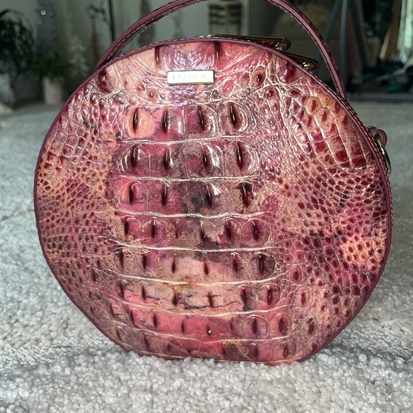Brahmin | Bags | Brahmin Pink Crocodile Embossed Round Bag | Poshmark